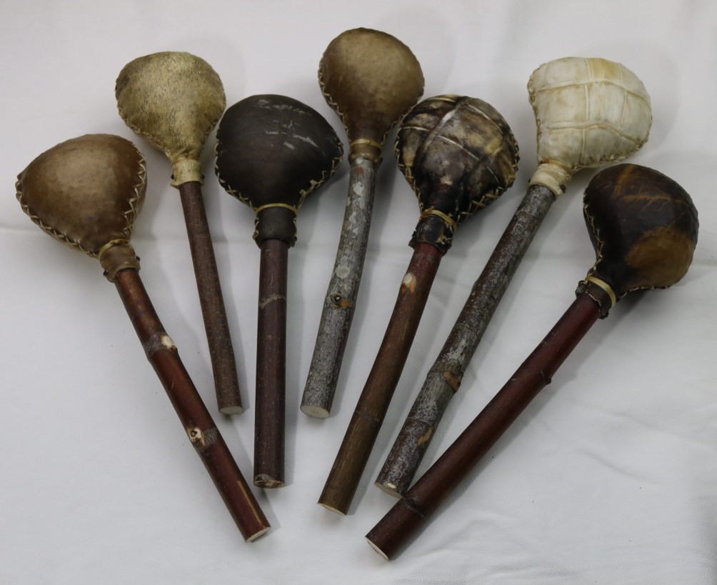 Large Rawhide Rattles - No Fur - Centralia Fur & Hide